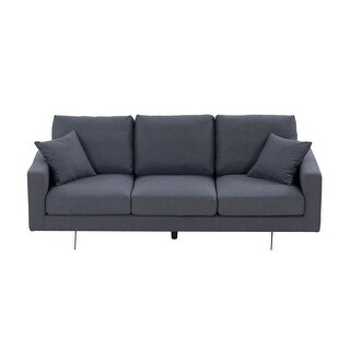 Modern Three-Seat Sofa with Ample Cushioning, Two Pillows, and Sleek ...