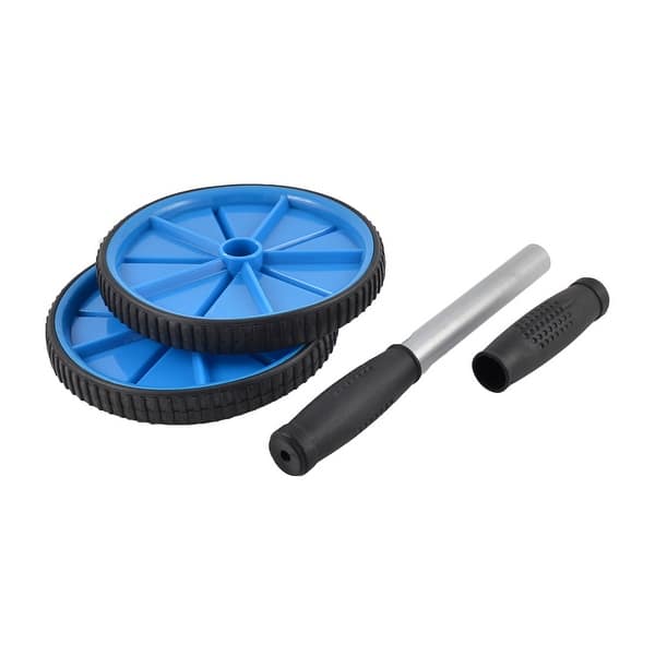 Exercise Blue Black Plastic Two Wheels Hand Pusher Abdominal Roller w ...