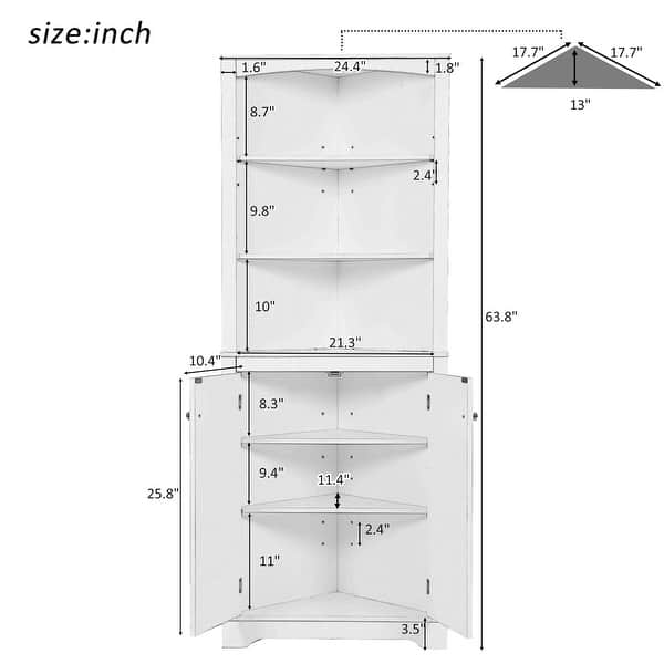 Merax Bathroom Storage Corner Cabinet with Adjustable Shelves and Doors ...