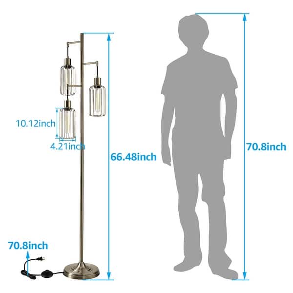 3 Head Floor Lamp Living Room Tree Lamps Metal Reading Light Bulbs ...