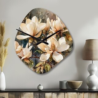 Designart - Cream Magnolia Symphony - Magnolias Large Wall Clocks ...