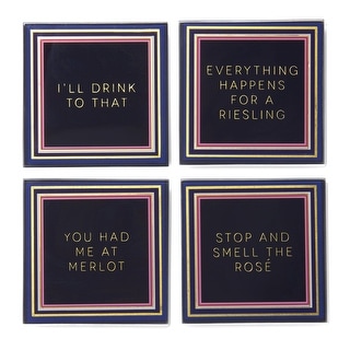 Blue Set Of 4 Glass Coaster Set 4"D - 4 in. diameter - Bed Bath ...