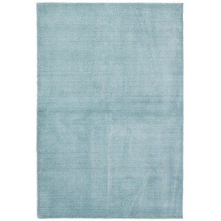 ECARPETGALLERY Hand-knotted Pearl Sky Blue Viscose, Wool Rug - 4'0 x 6 ...