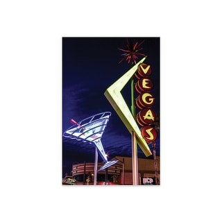 Neon Martini Glass And Vegas Signs At Night, Las Vegas, Nevada, USA ...