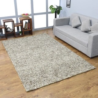 Hand Tufted Wool Area Rug Solid Dark Brown Beige KWC111 - Bed Bath ...