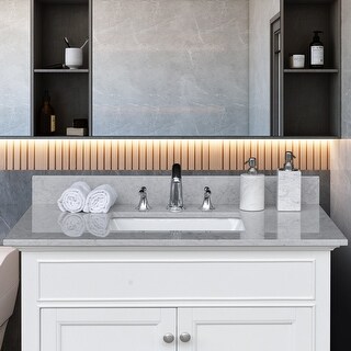31 in./ 37 in./ 43 in. Calacatta Gray Engineered Stone Bathroom Vanity ...