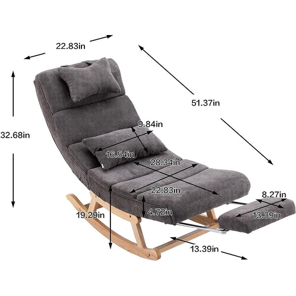Rocking Chaise Lounges with Adjustable Foot Rest Recliner, Dark Gray ...