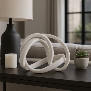 White 16x12 in. Resin Novelty Abstract Knot Sculpture - 15.5" - Bed ...