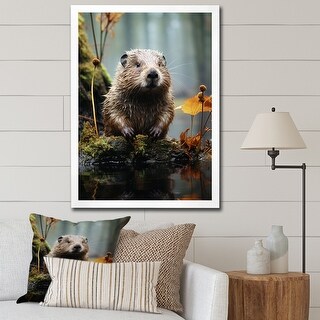 Designart "Beaver Animal" Animals Beaver Framed Canvas Wall Art - Bed ...
