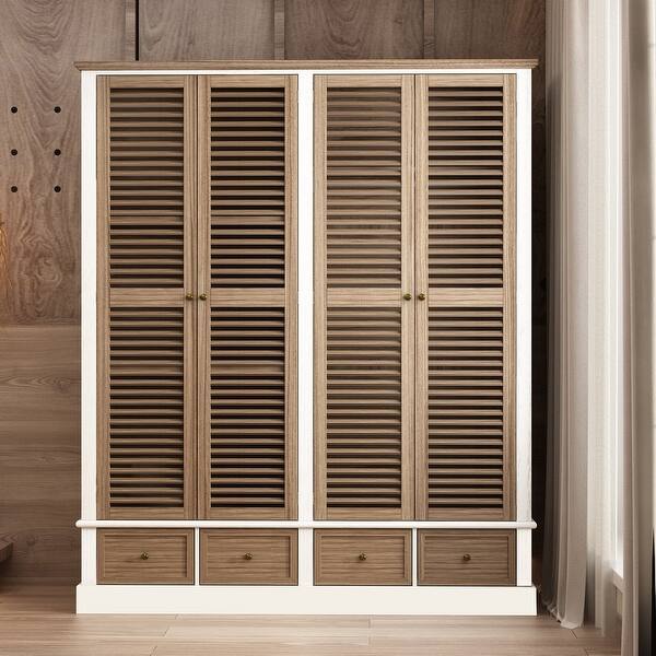Large Classic Shutter Door Wardrobe Closet Versatile Storage Solution ...