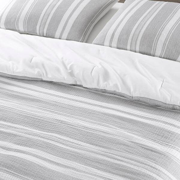 Brielle Home Quartz Stripe Cotton Gauze Comforter Set - Bed Bath ...