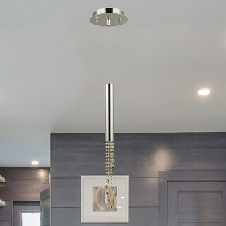 Crystal Rain 1-light LED Chrome Finish Tube and Faceted Golden Teak ...