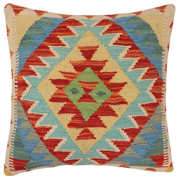 Boho Chic Broad Turkish Hand-Woven Kilim Pillow - 19'' x 20'' - Bed ...