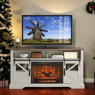 60 Inch Modern Fireplace TV stand With Storage Spaces and Double Safety ...