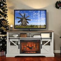 60 Inch Modern Fireplace TV stand With Storage Spaces and Double Safety ...