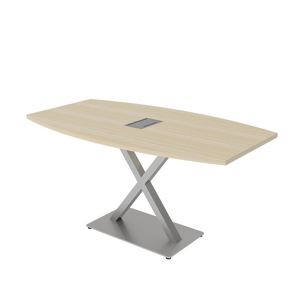 12 Person Modular Boat Shaped Powered Conference Table With X Bases ...