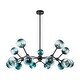 15-Light Modern Glam Linear Sputnik Gradient Blue Glass Globe Bubble ...