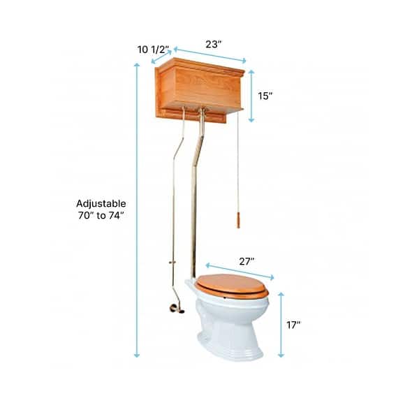 High Tank Toilet - Light Oak Flat Tank, Chrome Plated L Pipe and ...