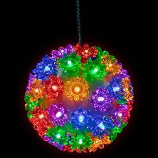 LED Lighted Floral Starlight Hanging Sphere Outdoor Christmas ...