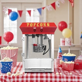 6 oz red popcorn popper, safety tempered glass, convenient on/off ...