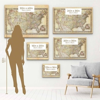 Beige old US map Wall Art Canvas 3720 - Bed Bath & Beyond - 39944744