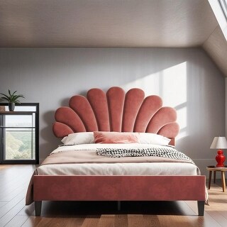 Full Size Eye-catching Design Upholstered Platform Bed with Flower ...