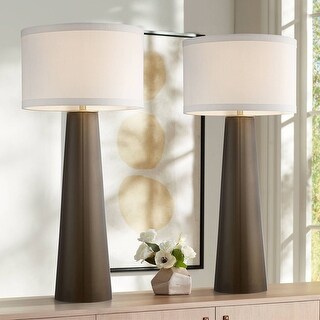 36" High Dark Gold Tall Glass Table Lamps Set of 2 - 16" x 36" - Bed ...