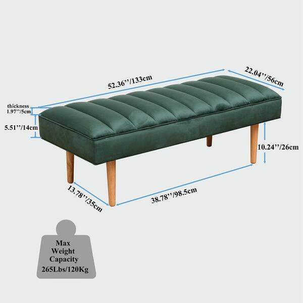 Channel Tufted Bench Sherpa with Wooden Legs - Bed Bath & Beyond - 38995911