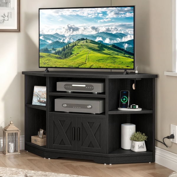 Farmhouse Corner TV Stand Entertainment Center Media Console for TVs up to 55 with Power Outlet On Sale Bed Bath Beyond 37841652