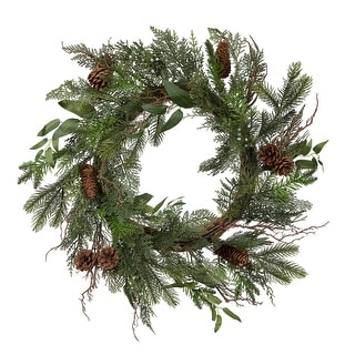 Vickerman 24" Cedar Pine Cone Twig Artificial Christmas Wreath, Unlit ...