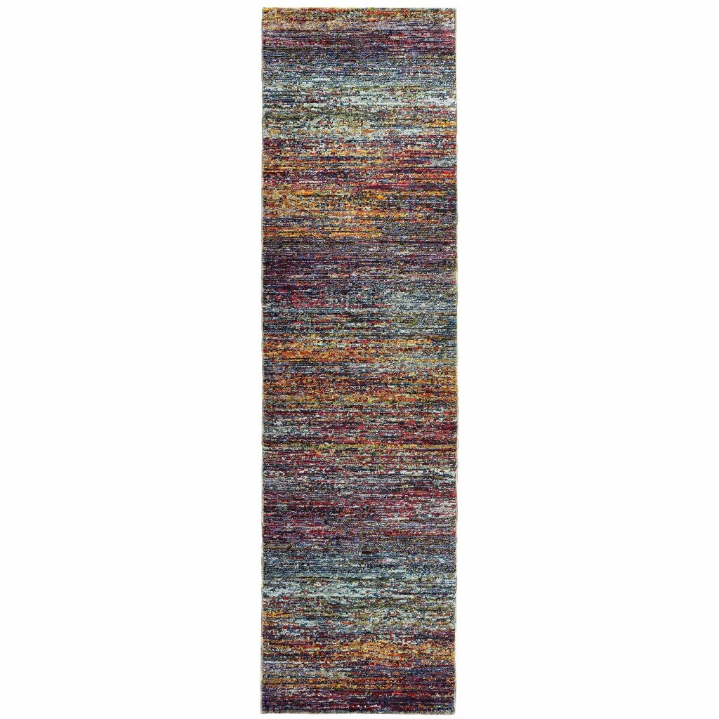 2' X 8' Orange Blue Teal Green And Beige Oriental Power Loom Stain ...