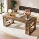 70.8-inch Rectangular Computer Desk with Open Side Storage Shelves - 70 ...