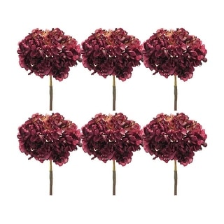 Set of 6 Red Hydrangea Floral Artificial Stems 22.75" - Bed Bath ...