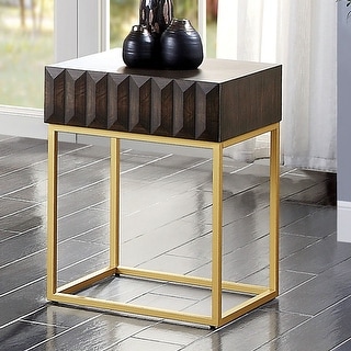 Contemporary Style Side Table With Metal Structure And Conceal Drawers ...