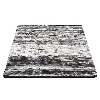 Shahbanu Rugs Ivory Black Pure Wool Looped and Uncut Pile Big Knots ...
