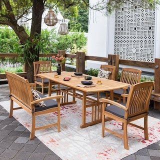 Cambridge Casual Leon 6-Piece Teak Patio Extendable Dining Set - Bed ...
