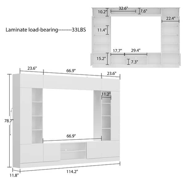 Wall Unit TV Stand with Bookshelves for TVs up to 70", Modern Console ...