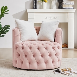 Swivel Barrel Chair with Rotating Base, Velvet Reading Chair - Bed Bath ...