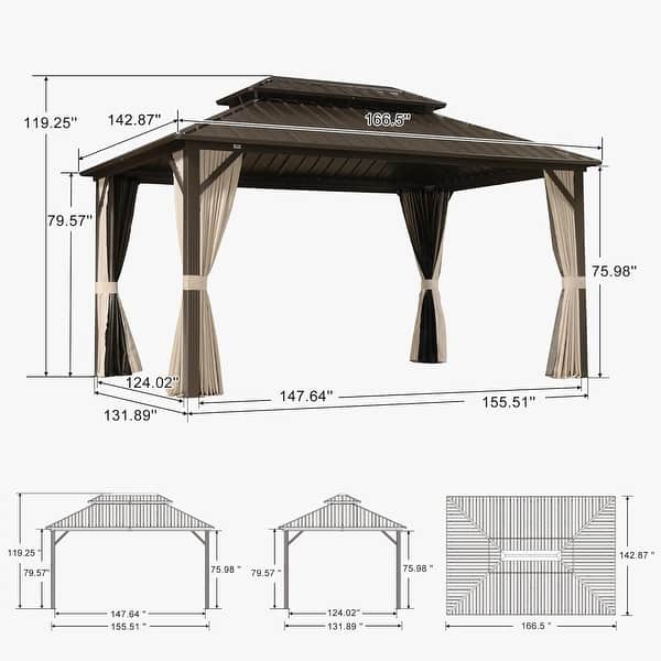 PURPLE LEAF Gazebo Outdoor Gazebo with Dual-Layer Galvanized Steel ...