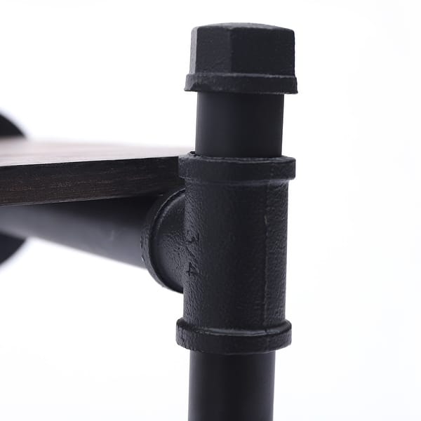 2 Tier Wall Mounted Industrial Pipe Garment Rack with Shelves - B - Bed ...