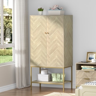 Anmytek 2 Door Wood Wardrobe Closet Bedroom Storage Armoires with ...