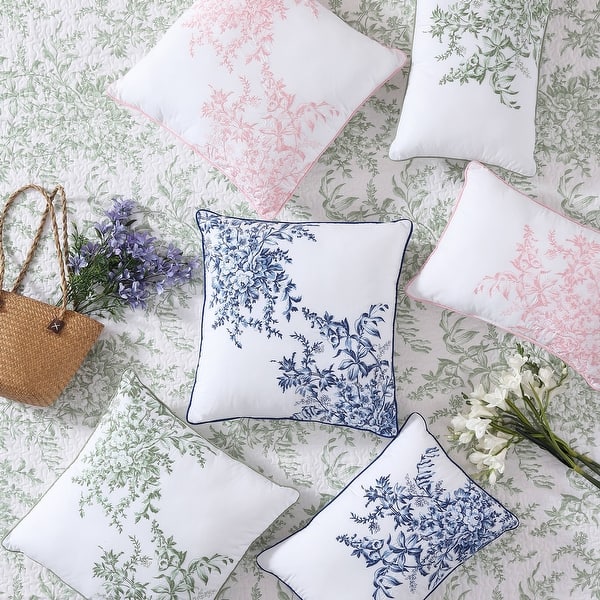 Laura Ashley Bedford Embroidered Cotton Throw Pillows - Bed Bath ...