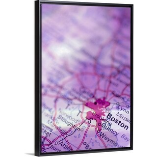 "Boston on map" Black Float Frame Canvas Art - Bed Bath & Beyond - 25527290