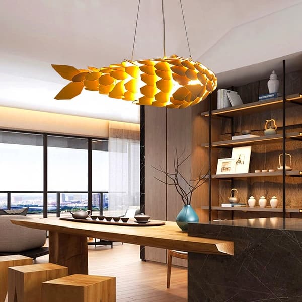 Unique Wooden Vivid Fish-shape Pendant Light - Natural Wood - On Sale ...