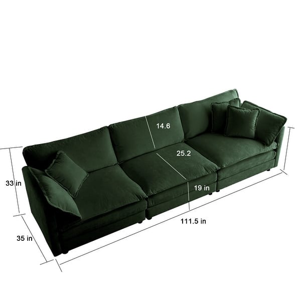 U-Shaped Green Sectional Sofa with Ottomans Chaise Lounges, 5-Seater ...