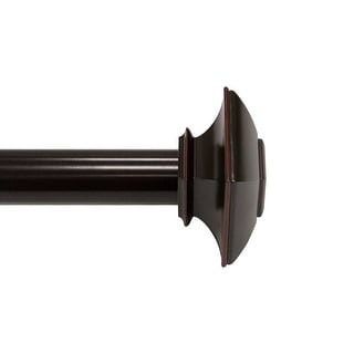 1" dia. Drapery Single Curtain Rod Set with Square Finials _Oil Rubbed ...