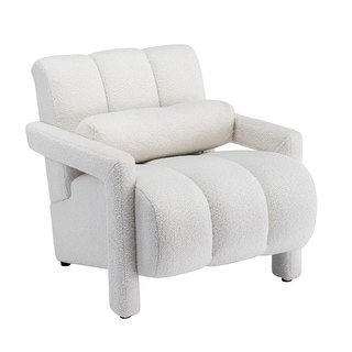 Lamb Wool Accent Chairs, Modern Upholstered Single Lounge Armchair with ...