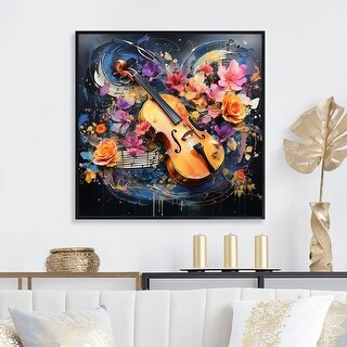 Designart "Red Music Abstract Chorus Dynamic" Music Framed Wall Art ...