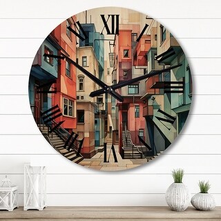 Designart "Cubism Art Multi Dimensional IV" Landscapes Oversized Wood ...