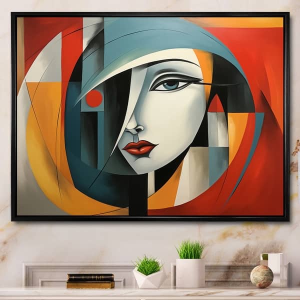 Designart "Cubism Geometric Portrait IV" Cubism Framed Wall Art Prints ...